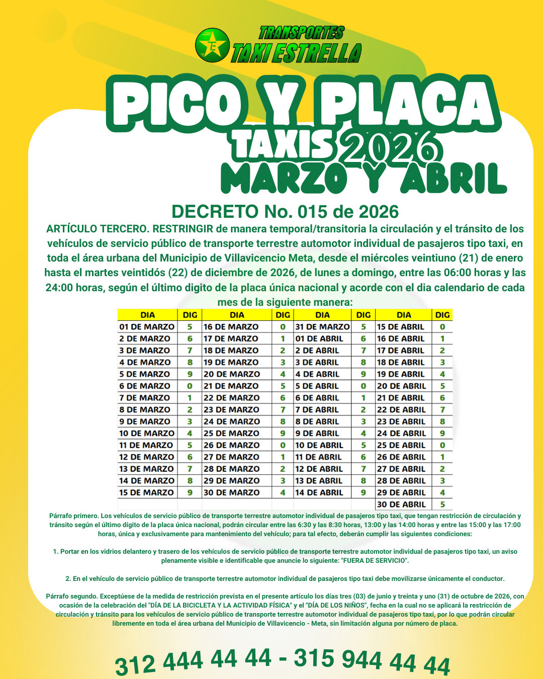 PICO Y PLACA TAXIS Y PARTICULARES